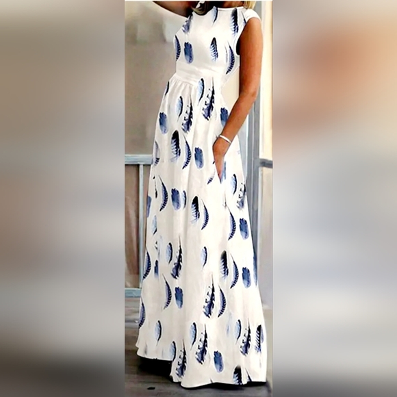 Vonda | Dresses | Vonda Womens Summer Maxi Dress Two Pockets Back Zip ...